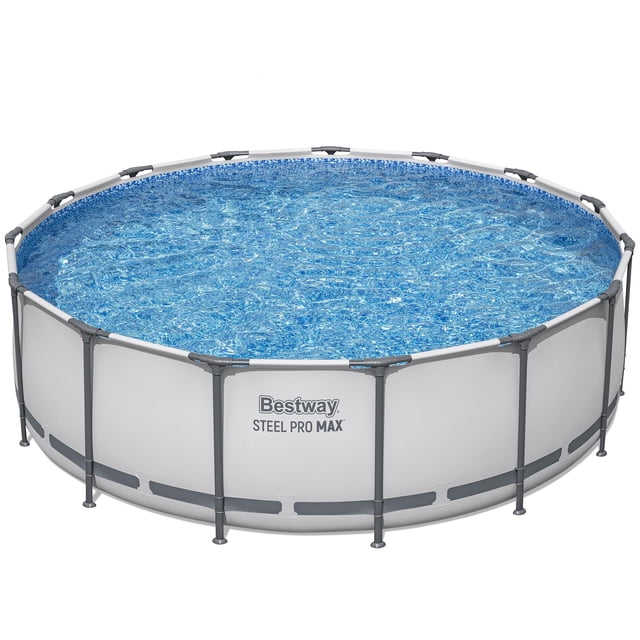 "Bestway Steel Pro MAX Framed Metal 15' x 48"" Round Above Ground Pool ...