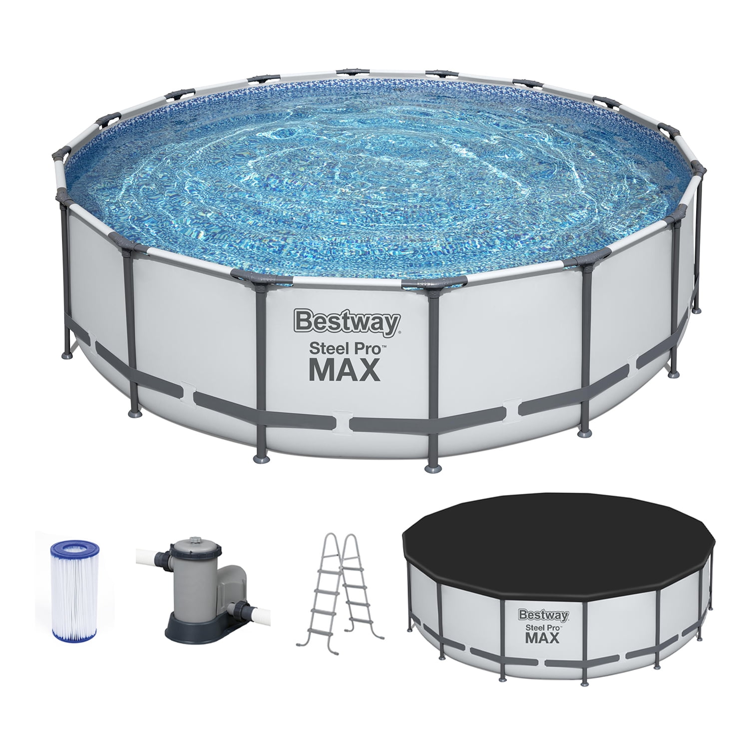 Bestway Steel Pro MAX, 16'x4', Above Ground Round Pool Set with ...