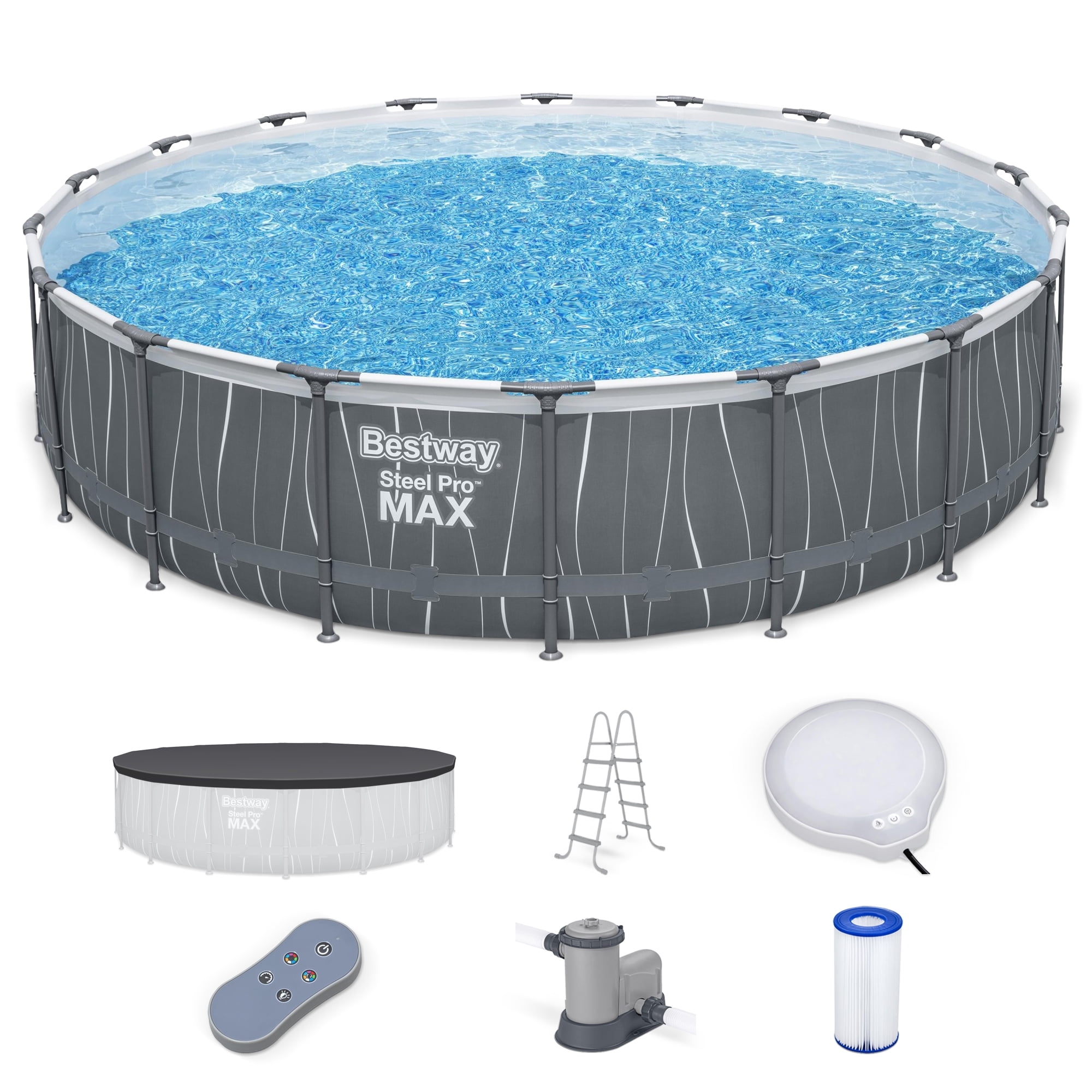 "Bestway Steel Pro MAX 18'x48"" Swimming Round Above Ground Pool with ...