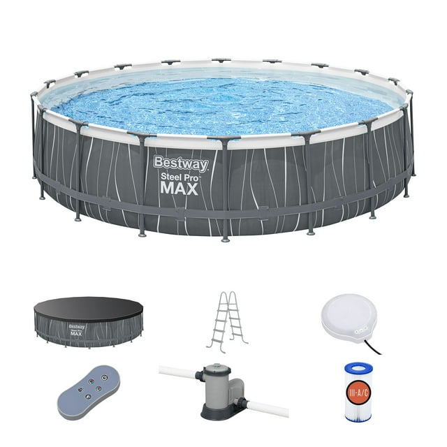 Bestway Steel Pro MAX 18'x48" Round Above Ground Pool w/LED Light ...