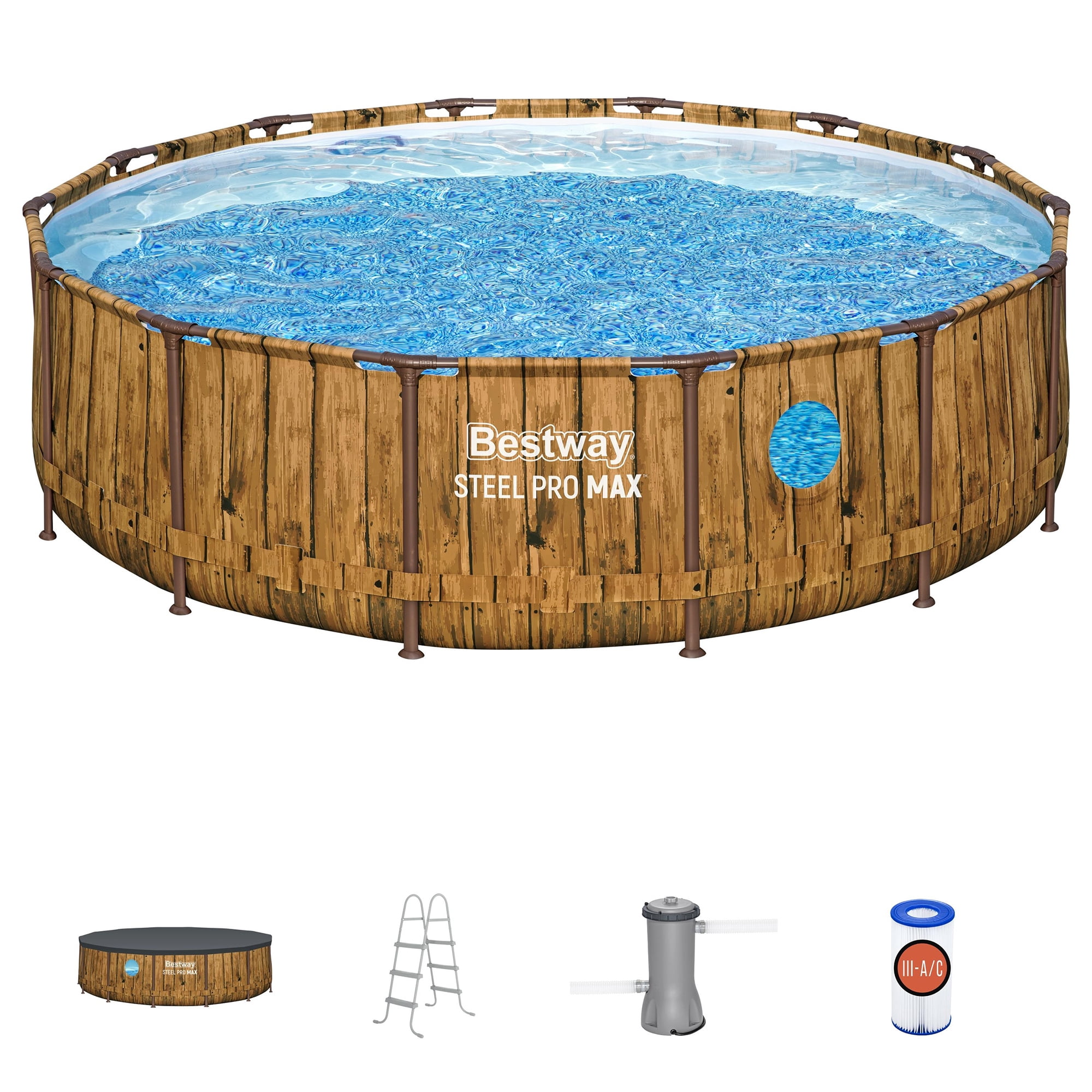Bestway: Steel Pro MAX - Splashview Round Swimming Pool Set - 14' x 42 ...