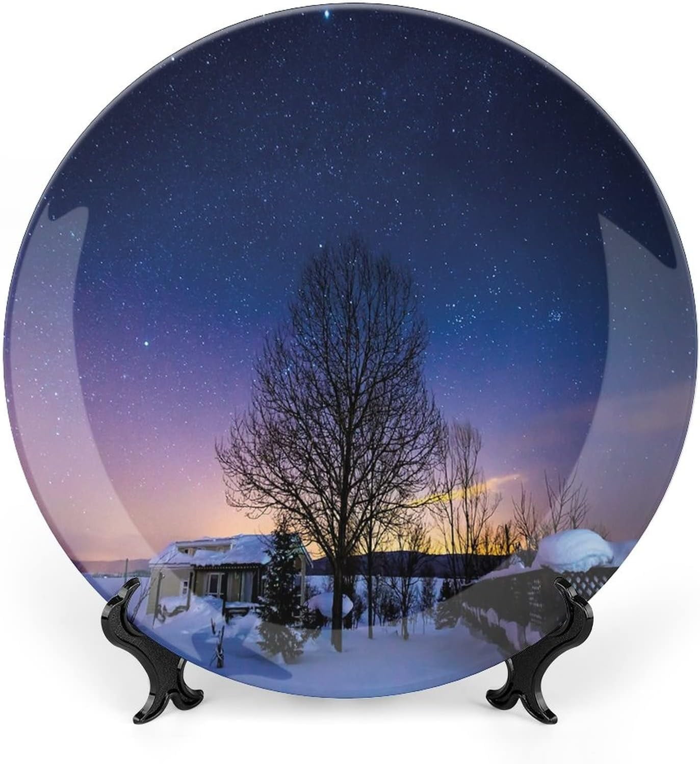 Bestwell 10 Inch Decorative Plate, Night Sky Ceramic Stoneware, Ocean ...