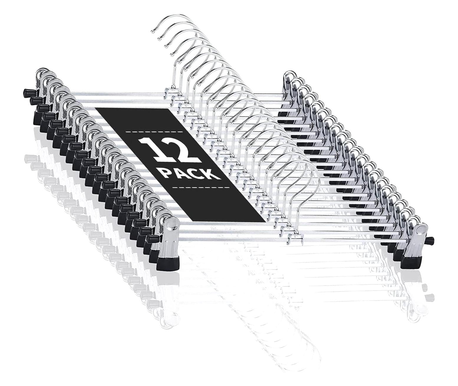 Bestwell 12 Pack Pants Hangers with Clips Skirt Hangers for Women Heavy ...