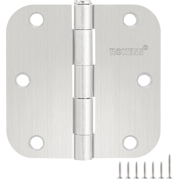 Bestwell 18 Pack Brushed Nickel Door Hinges 3.5 Inch, 5/8 Inch Rounded ...
