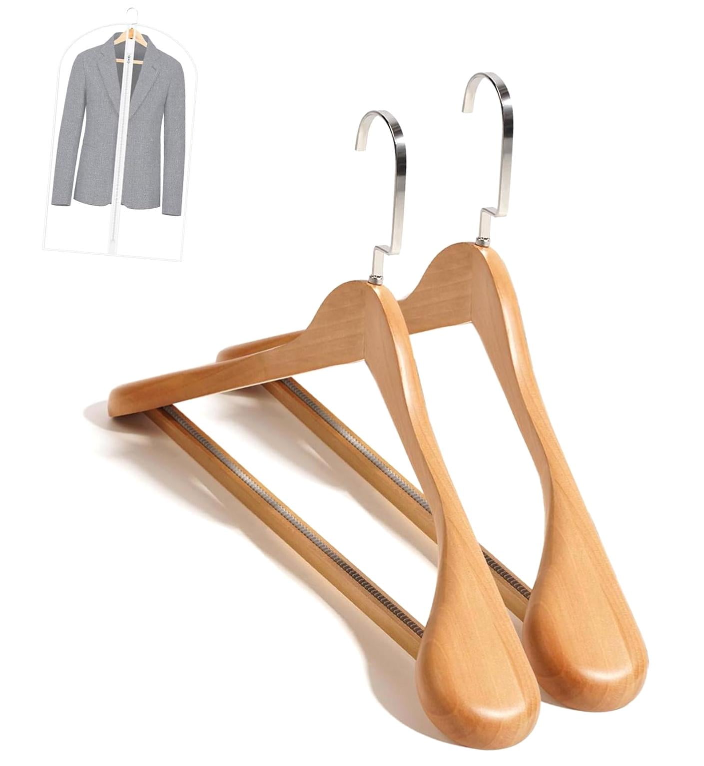 Bestwell 2 Pack Suit Hangers for Men is a Wooden Hanger with Non Pants ...