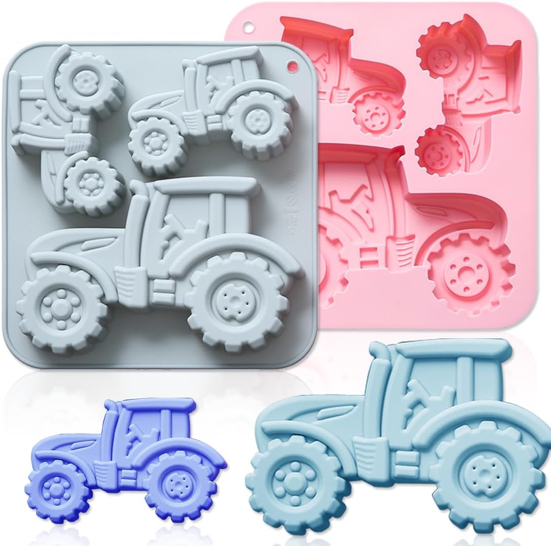 Bestwell 2 Pack Tractors Silicone Molds, 3 Cavity 3D Farm Tractor DIY ...