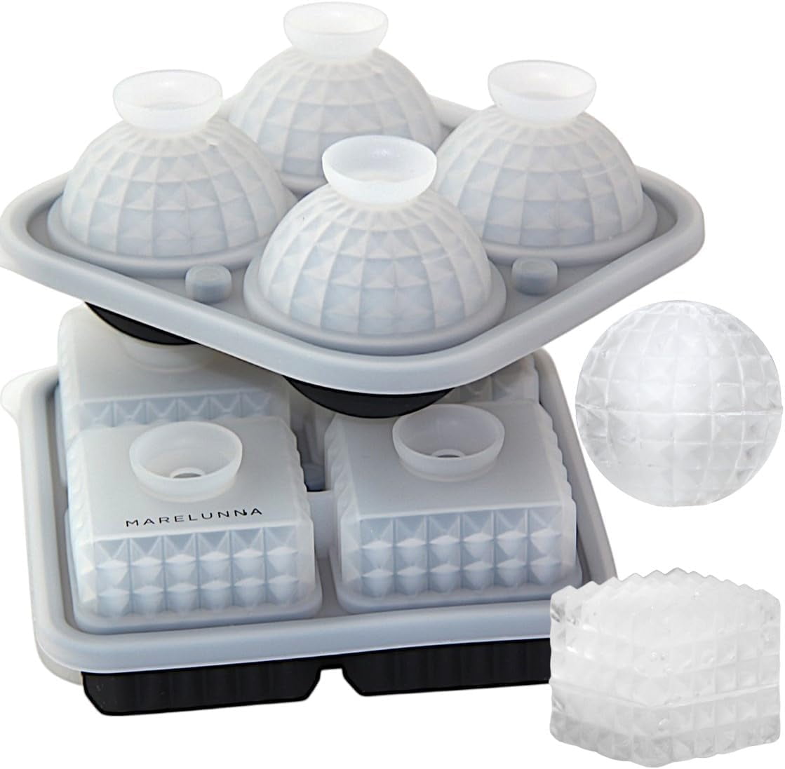 Bestwell 2-Pack Whiskey Ice Cubes Molds. BPA Free Silicone Ice Cube ...