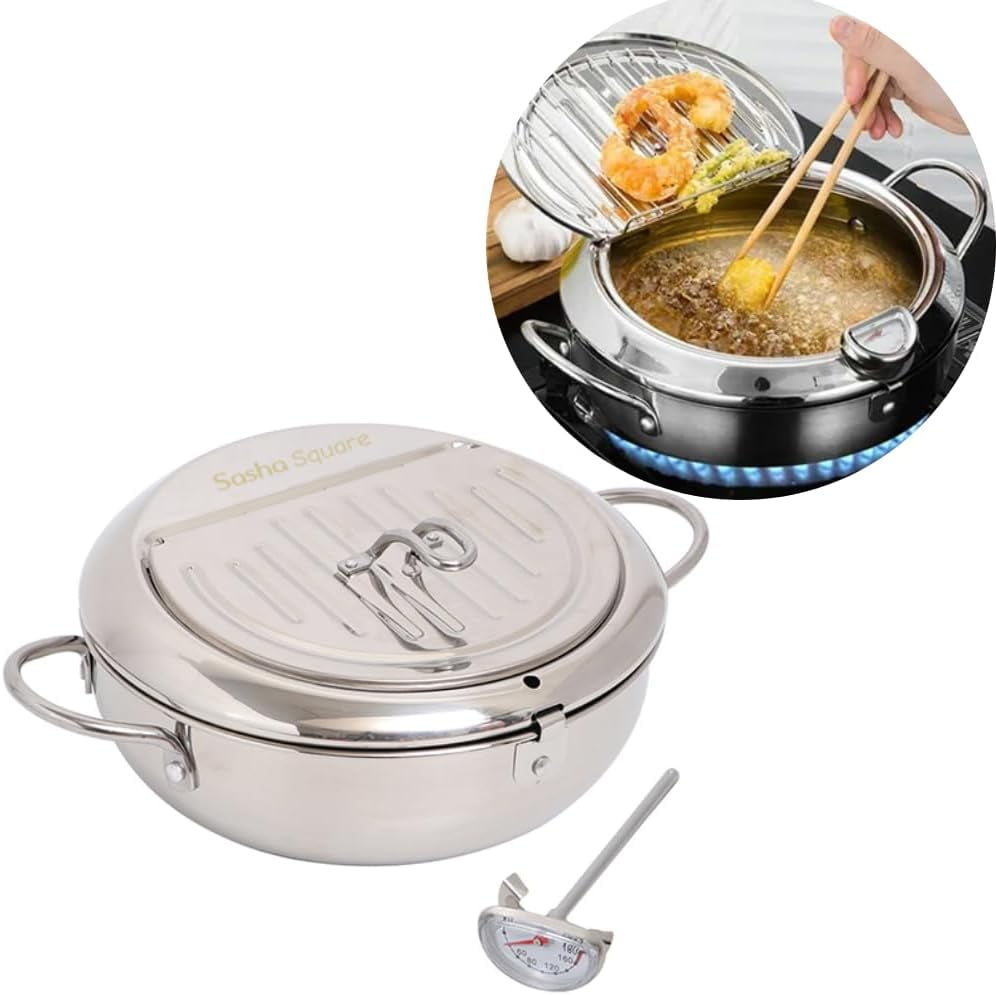 Bestwell 3.2 L Japanese Small Deep Fryer Pot Stainless Steel Frying Pot ...