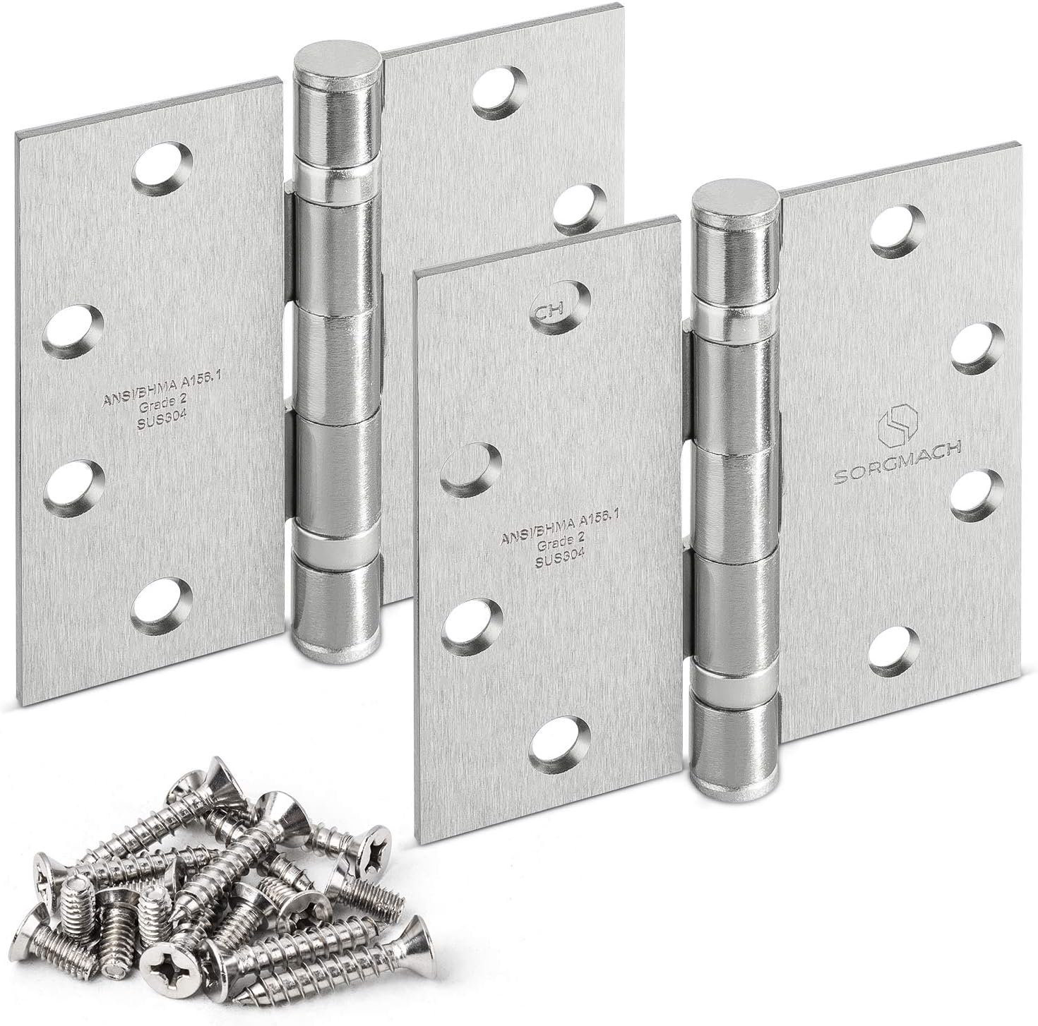 Bestwell 304 Steel 4.5 Inch Commercial Hinges Brushed Satin Nickel ...