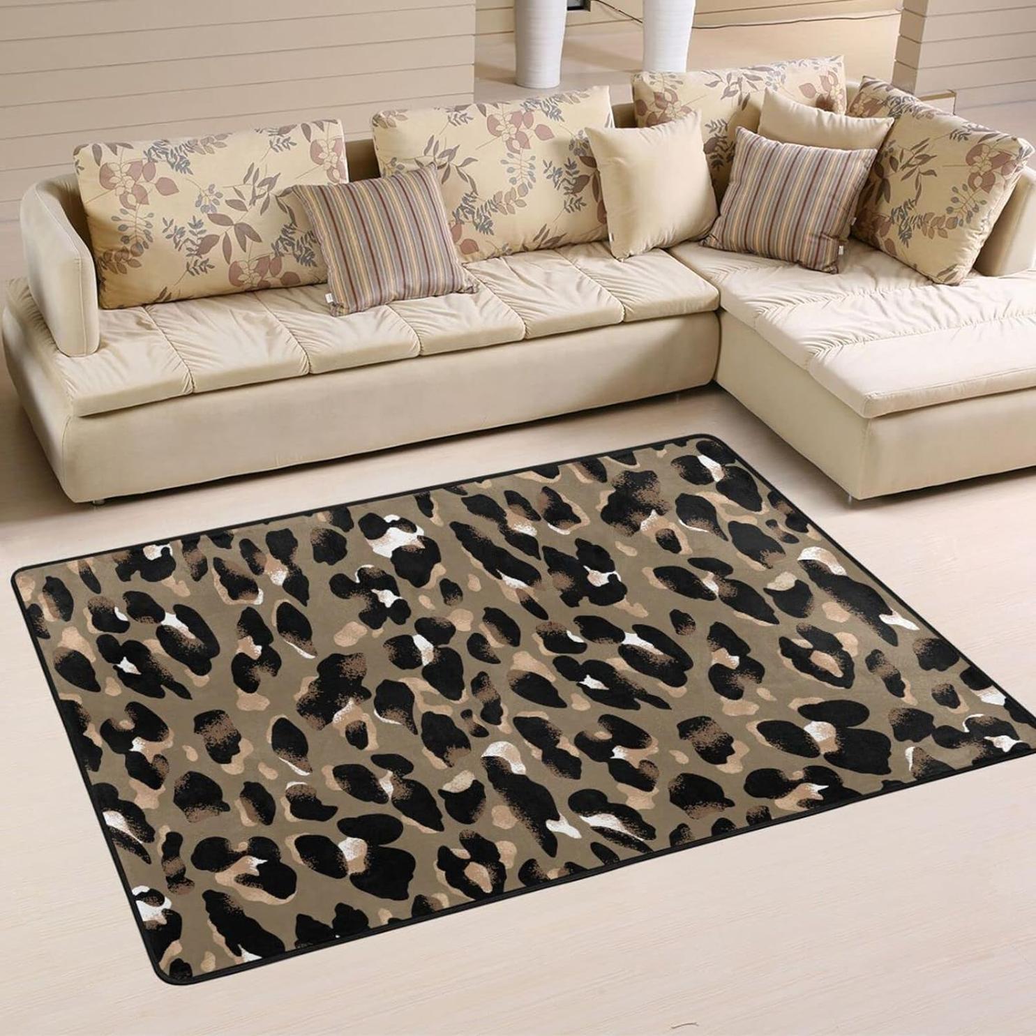 Bestwell 36"×24" Spotted Leopard Pattern Non-Slip Area Rug, Animal Skin ...