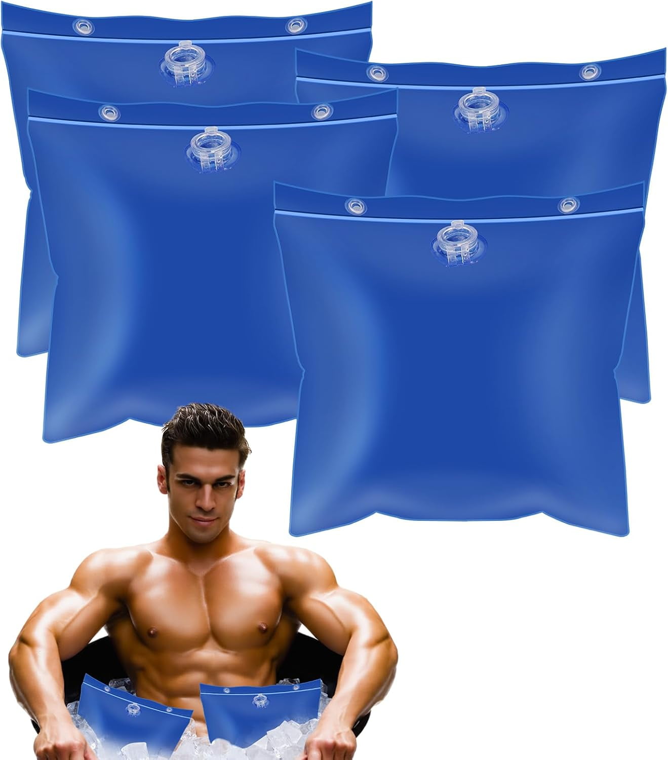 Bestwell 4 Pack Reusable Extra Large Ice Bath Bags, Ice Bath Water ller, Upgraded Large Big Ice ...