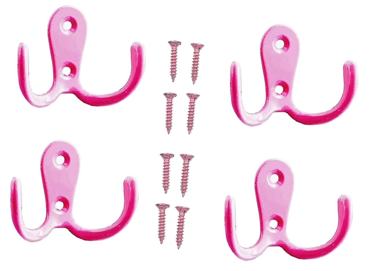 Bestwell 4 Pcs Double Prong Robe Hooks, Dual Coat Hooks Wall Mounted ...