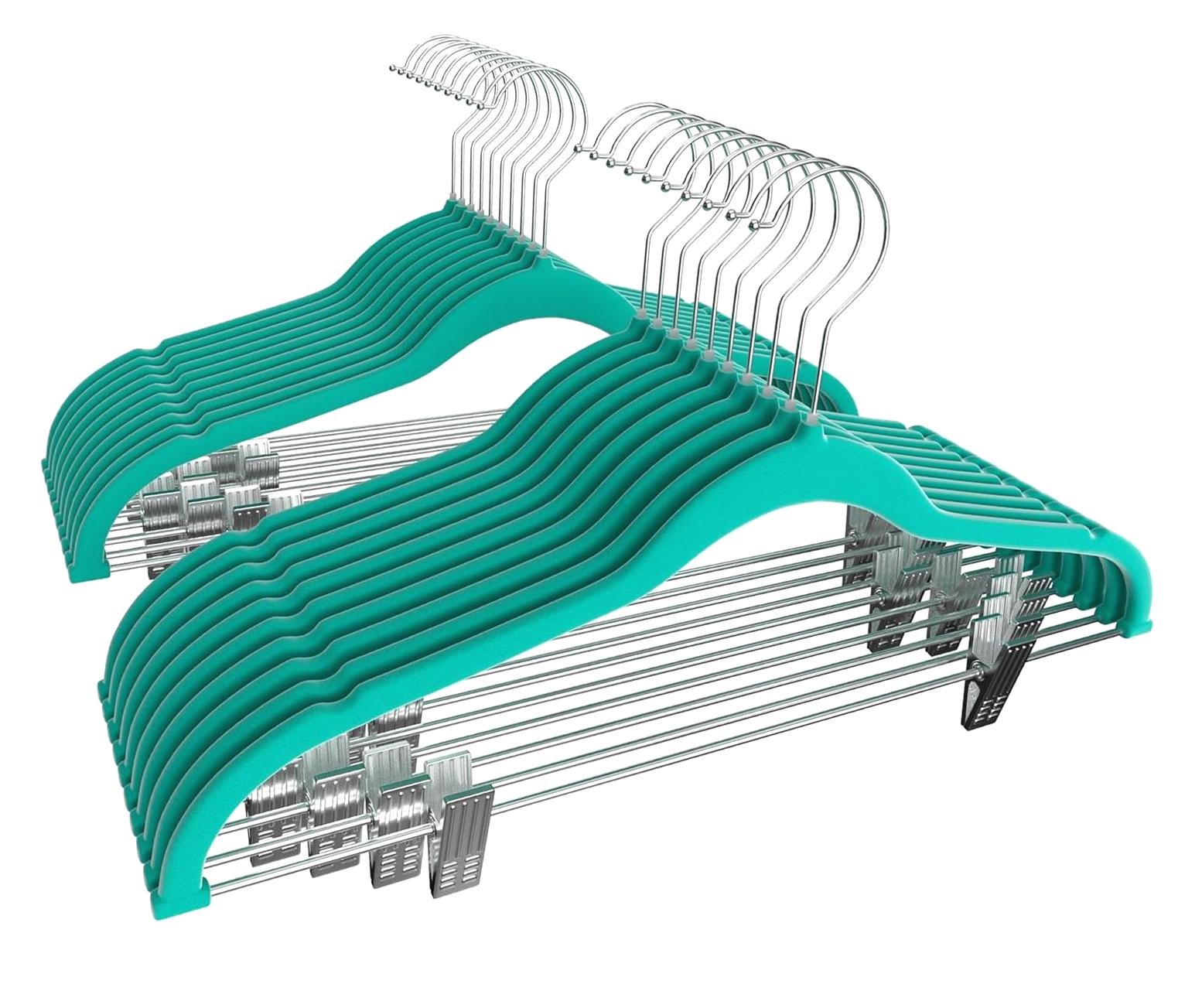 Bestwell 40 Pack Velvet Clothes Hangers with Adjustable Clips,Heavy ...