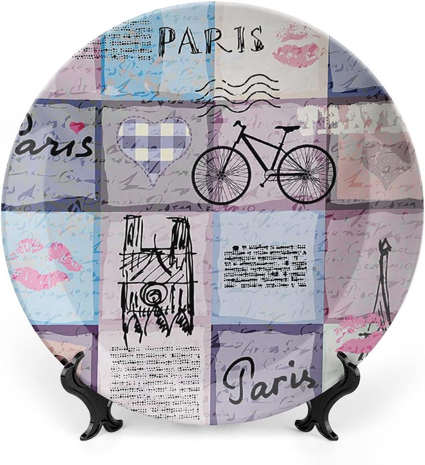 Bestwell 6 Inch Decorative Plate, Paris Ceramic Plate, France Heart ...