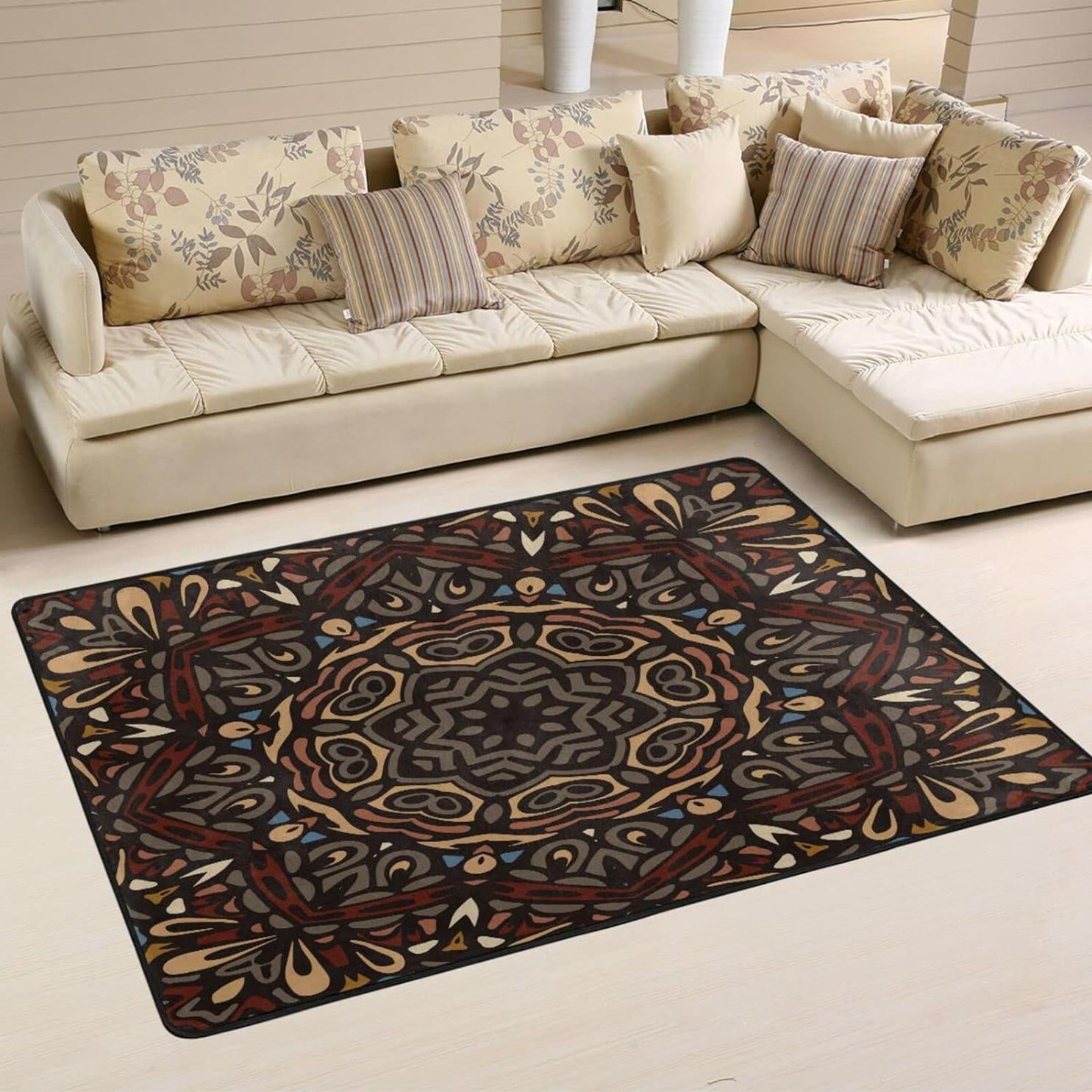 Bestwell Abstract Ethnic Indian Style Area Rug,72"×48" Non-Slip Floor ...