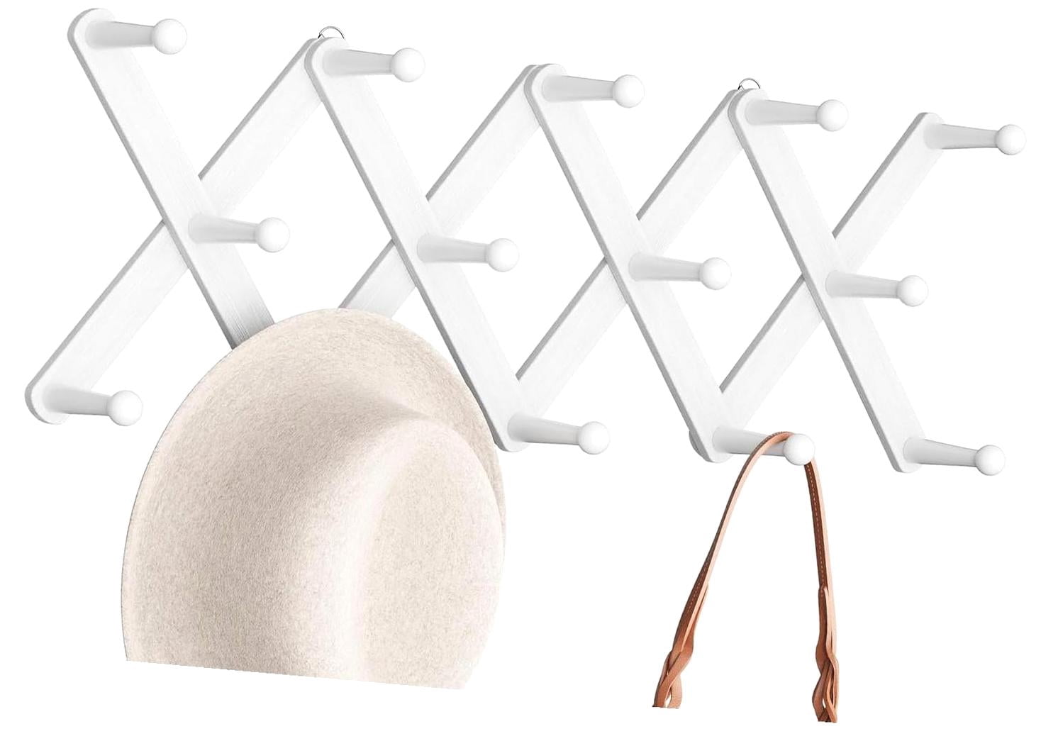 Bestwell Accordion Wall Hanger with 14 Pegs, Expandable Coat Rack Wall ...