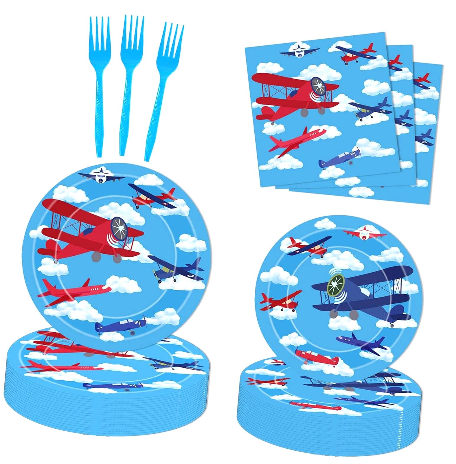 Bestwell Airplane Party Plates and Napkins Aviation Birthday Party ...