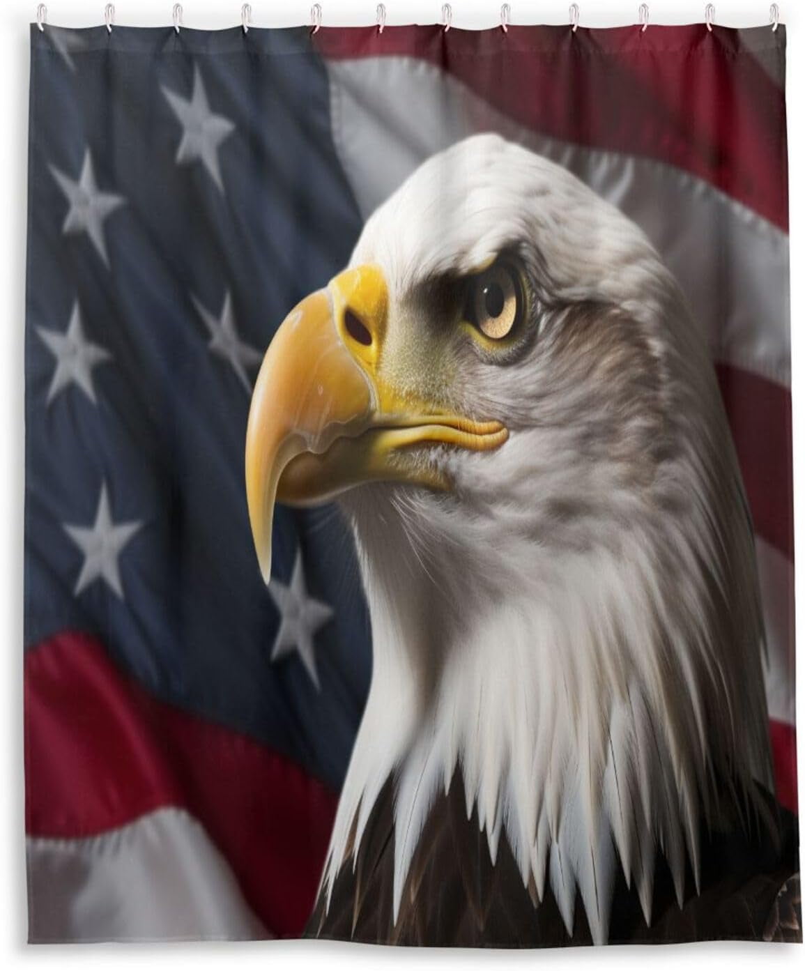 Bestwell American Flag Bald Eagle Shower Curtain Waterproof Bath Shower ...