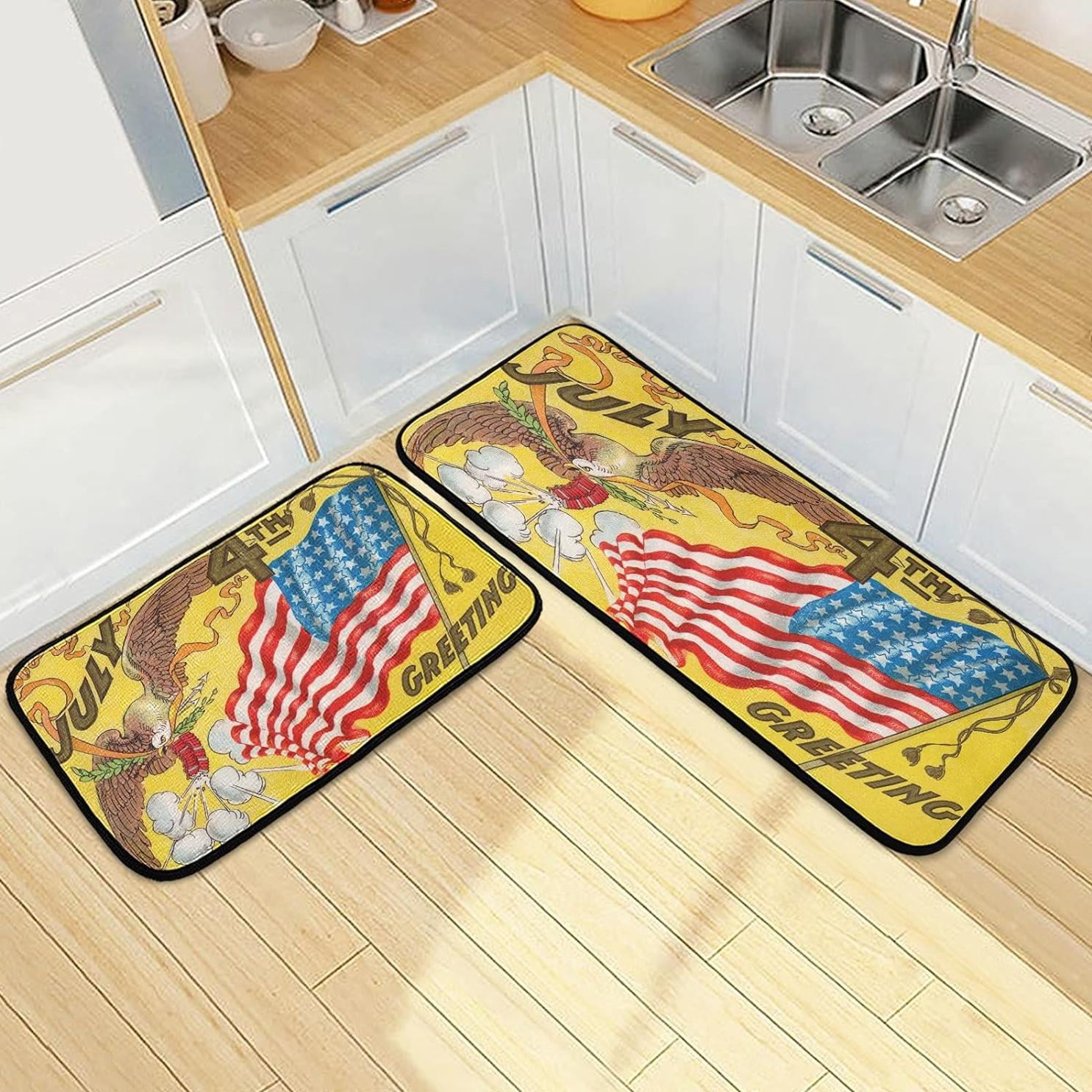 Bestwell American Flag Eagle Kitchen Mats and Rugs, 4th of July National Day Floor Runner Area ...