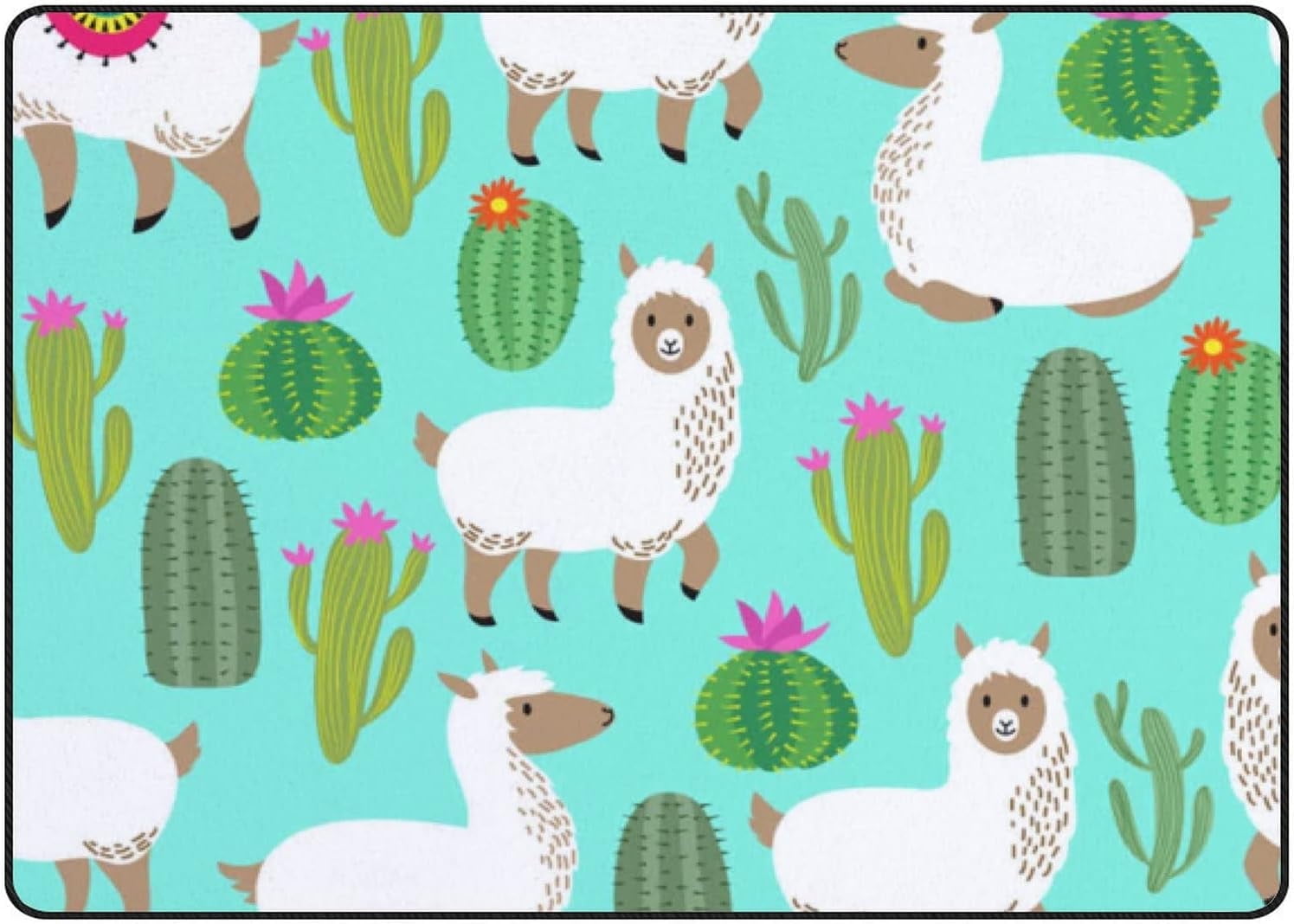 Bestwell Area Rug Alpaca and Green Cactus Nursery Rug Floor Mat Kids ...
