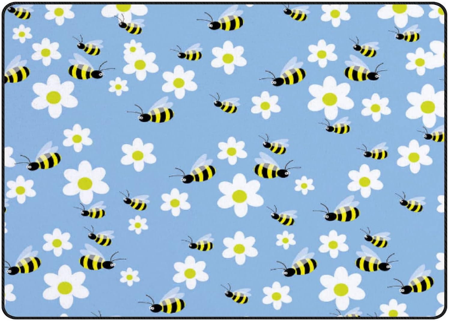 Bestwell Area Rug Bees and Flowers Pattern Nursery Rug Floor Mat Kids ...