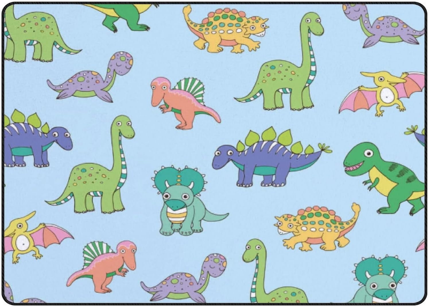 Bestwell Area Rug Cute Little Dinosaurs on Blue Nursery Rug Floor Mat ...