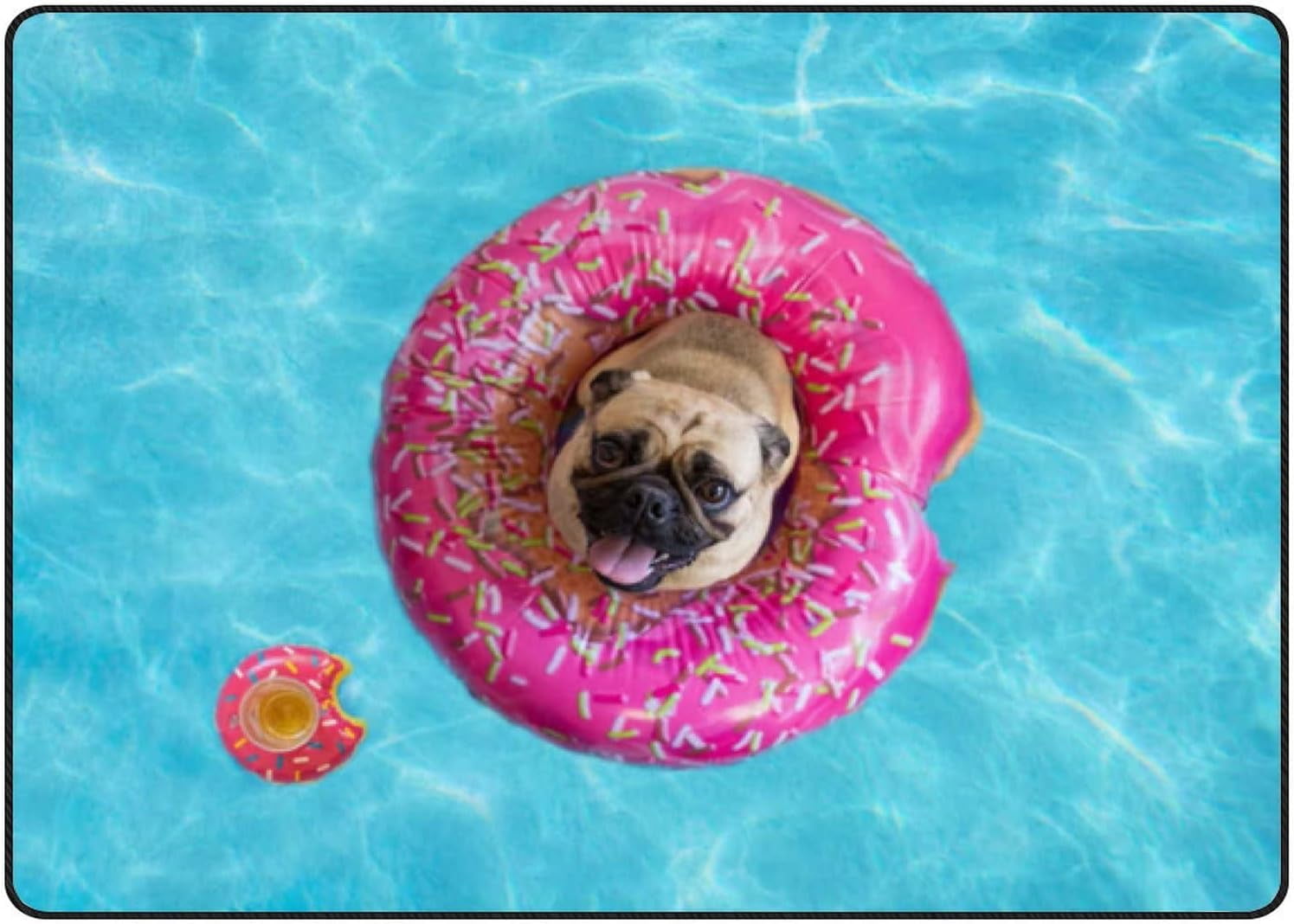 Bestwell Area Rug Cute Pug Floating in Pool Nursery Rug Floor Mat Kids ...