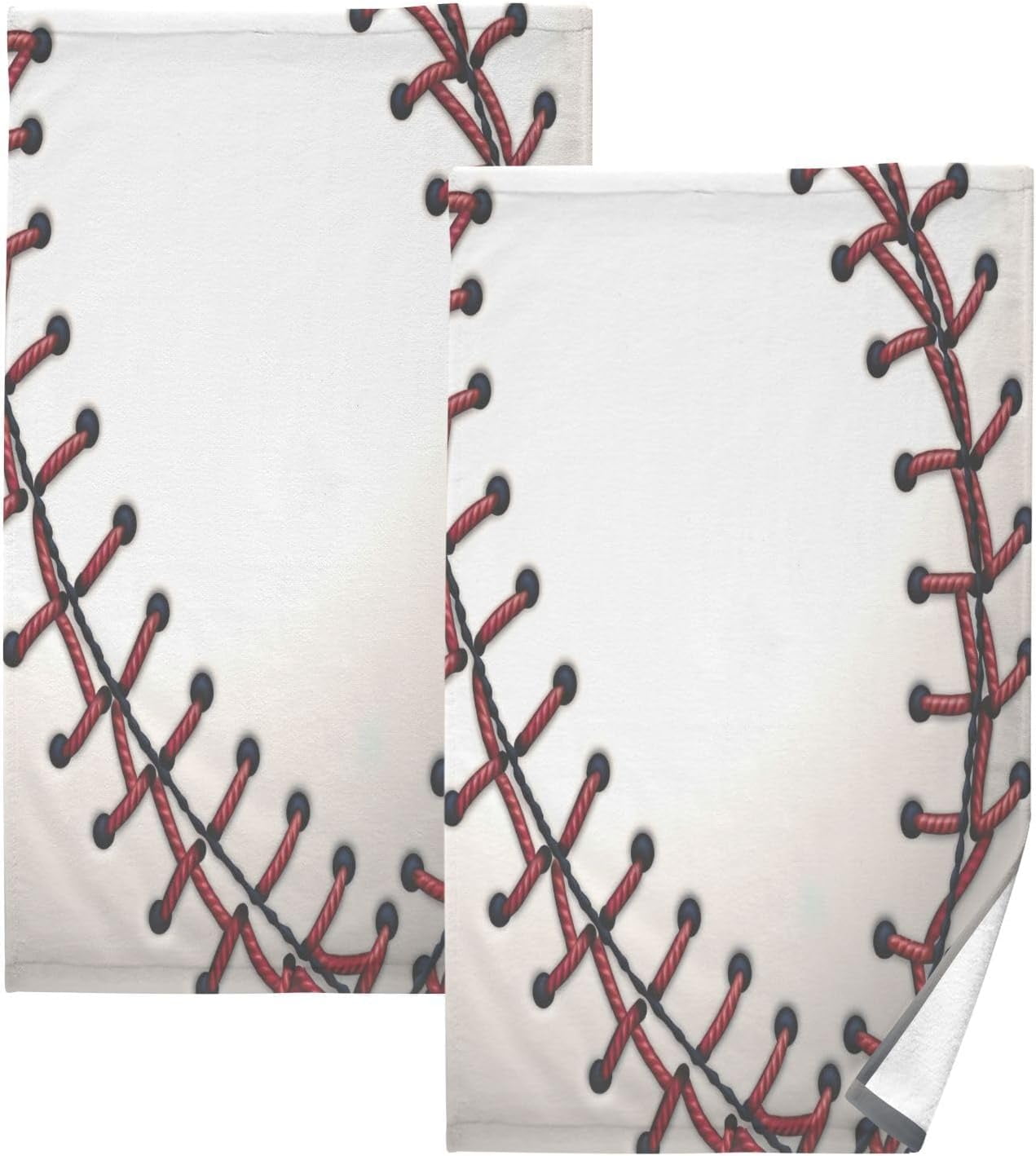 Bestwell Baseball Stitch Towels Set of 2, Super Cozy Absorbent Hand ...