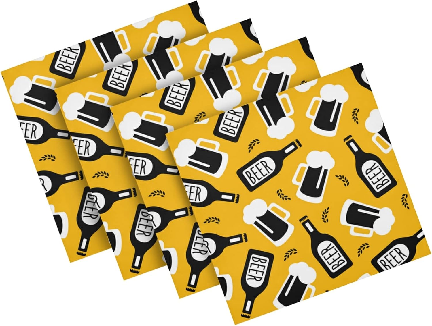 Bestwell Beer Bottles Mugs Design Cloth Napkins, Set of 4 20 x 20 Inch ...