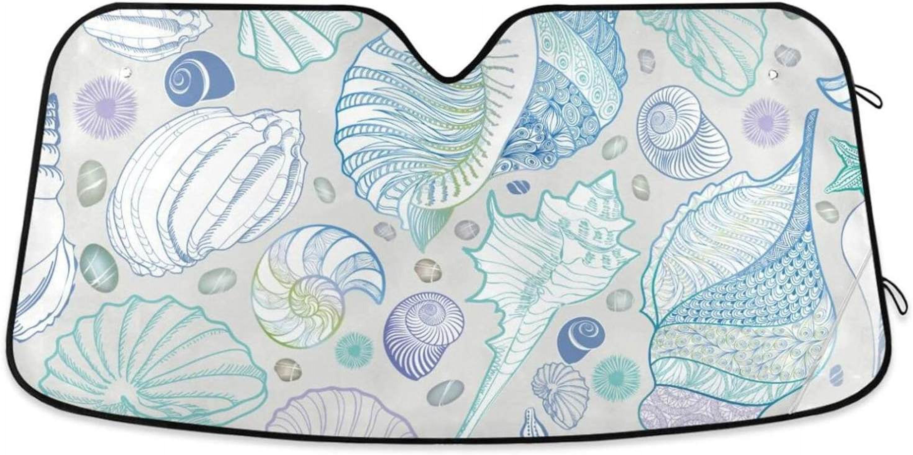 Bestwell Cartoon Seashell Car Windshield Sun Shade Foldable Sun Shield ...