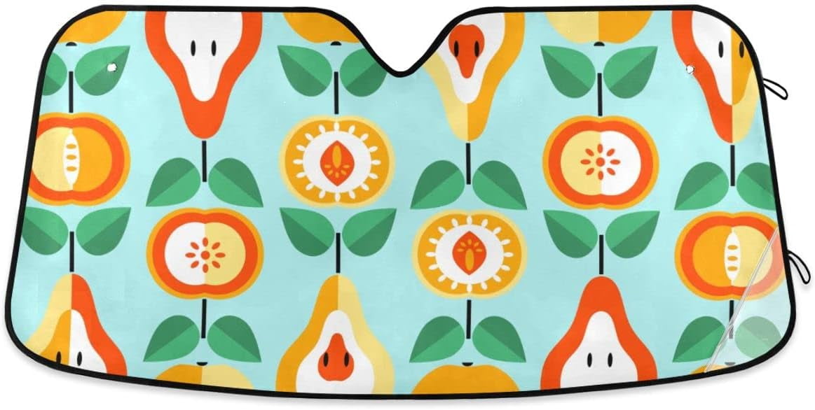 Bestwell Colored Apple and Pear Fruit Pattern Car Windshield Sun Shade ...