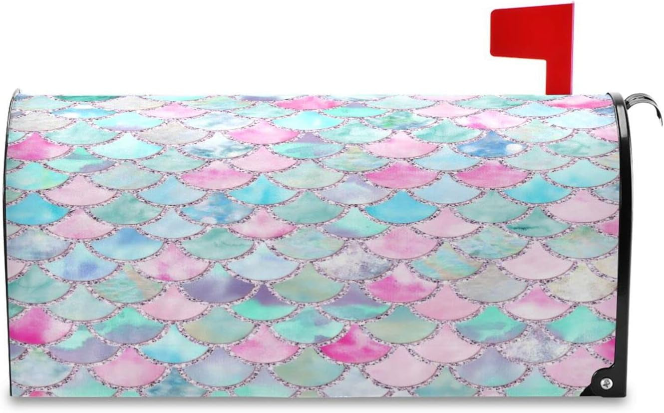 Bestwell Colorful Mermaid Scales Magnetic Mailbox Cover Decorative ...