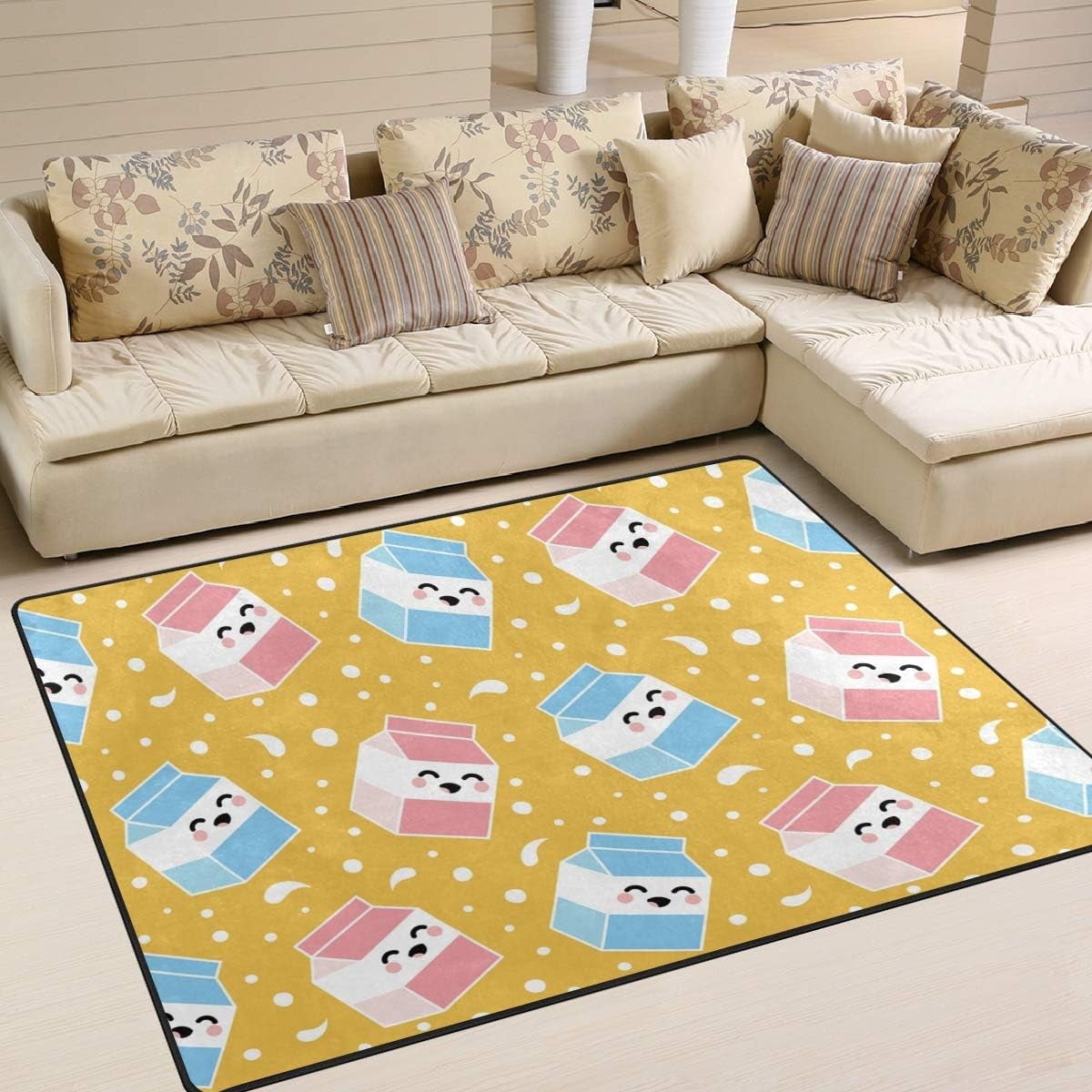 Bestwell Cute Cartoon Milk Box Lightweight Area Rugs Carpet Mats Floor ...