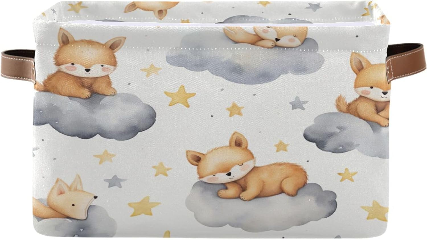 Bestwell Cute Fox Storage Basket with Handles for Organizing, Foldable ...