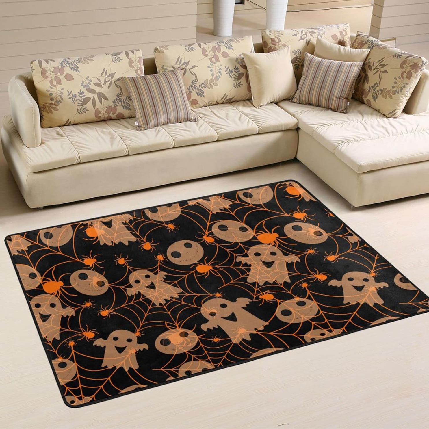 Bestwell Cute Ghost Spider Area Rug, 36×24in, Halloween Non-Slip Floor ...