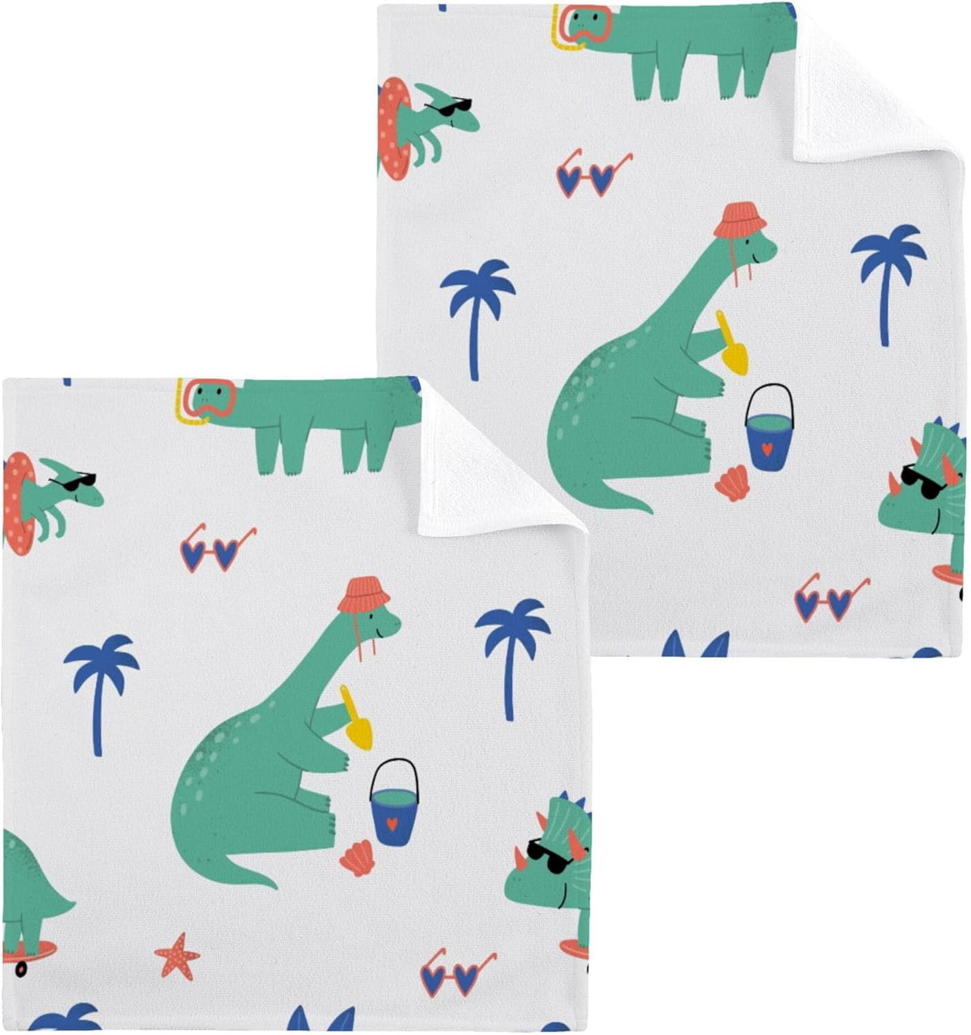 Bestwell Dinosaurs Washcloths Set of 4-12 X 12 Inch, Fast Drying Wash ...