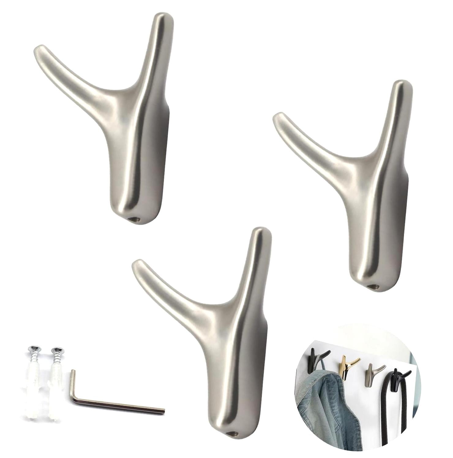 Bestwell Double Prong Robe Hooks Coat Hooks Wall Mounted Zinc Alloy ...