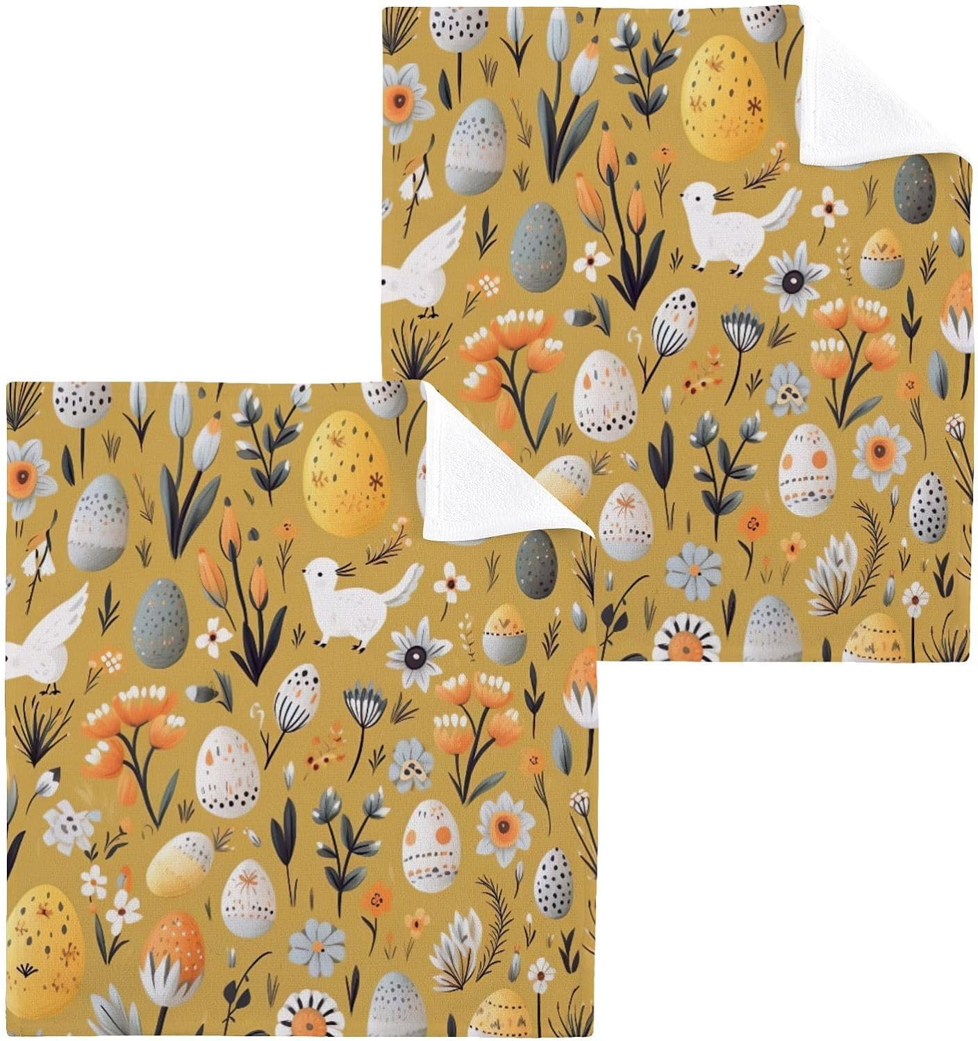 Bestwell Easter Eggs Washcloths Set of 4-12 x 12 inch Wash Cloth Ultra ...