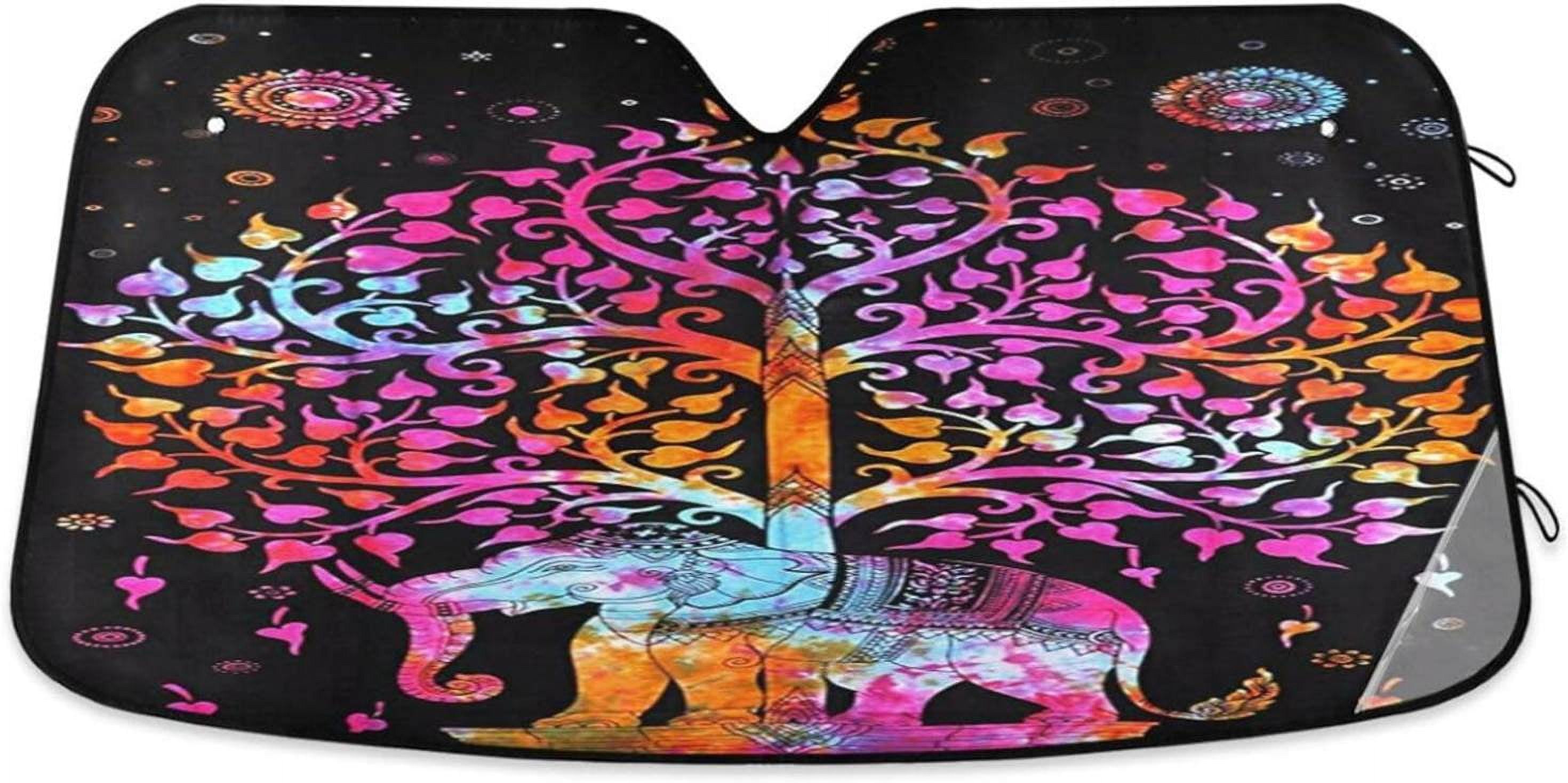 Bestwell Elephants Under The Tree Car Windshield Sun Shade Foldable Sun ...