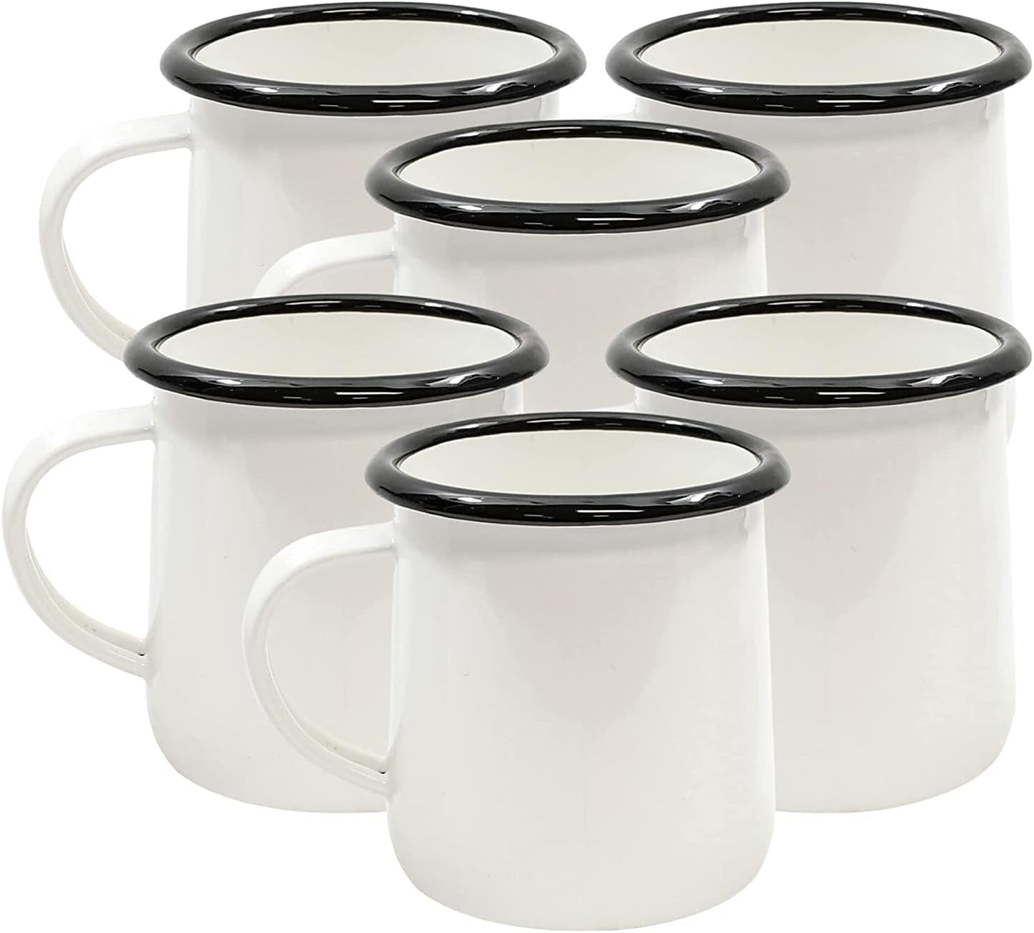 Bestwell Enamelware Collection Black Rim Solid White Enamel Coffee Cup ...