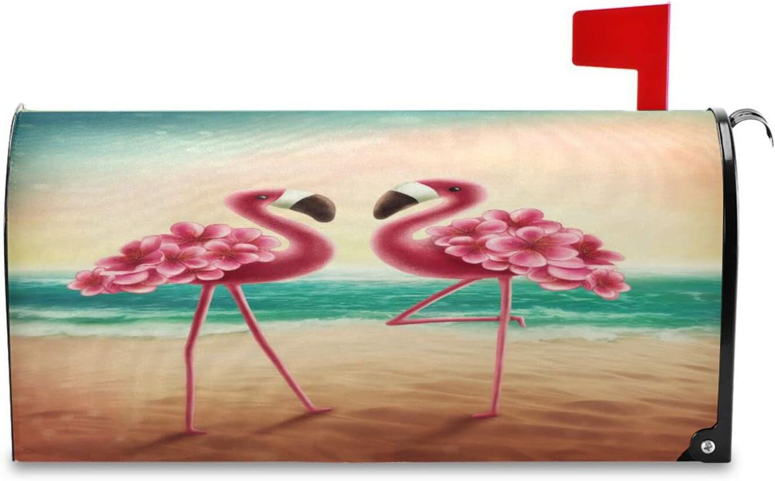 Bestwell Flamingo Ocean Sand Beach Summer Magnetic Mailbox Cover ...