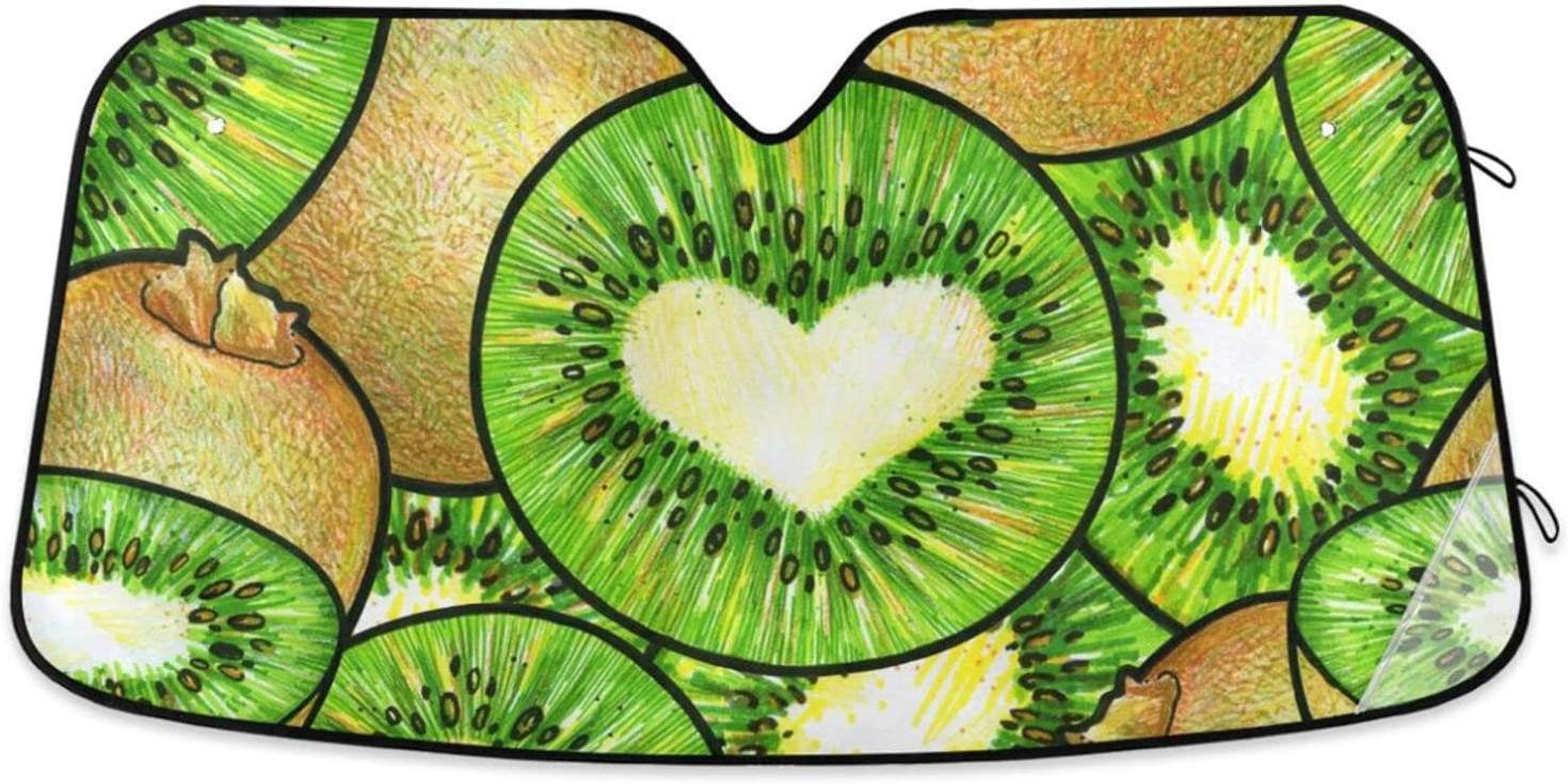 Bestwell Green Kiwi Fruit Car Windshield Sun Shade Foldable Sun Shield ...