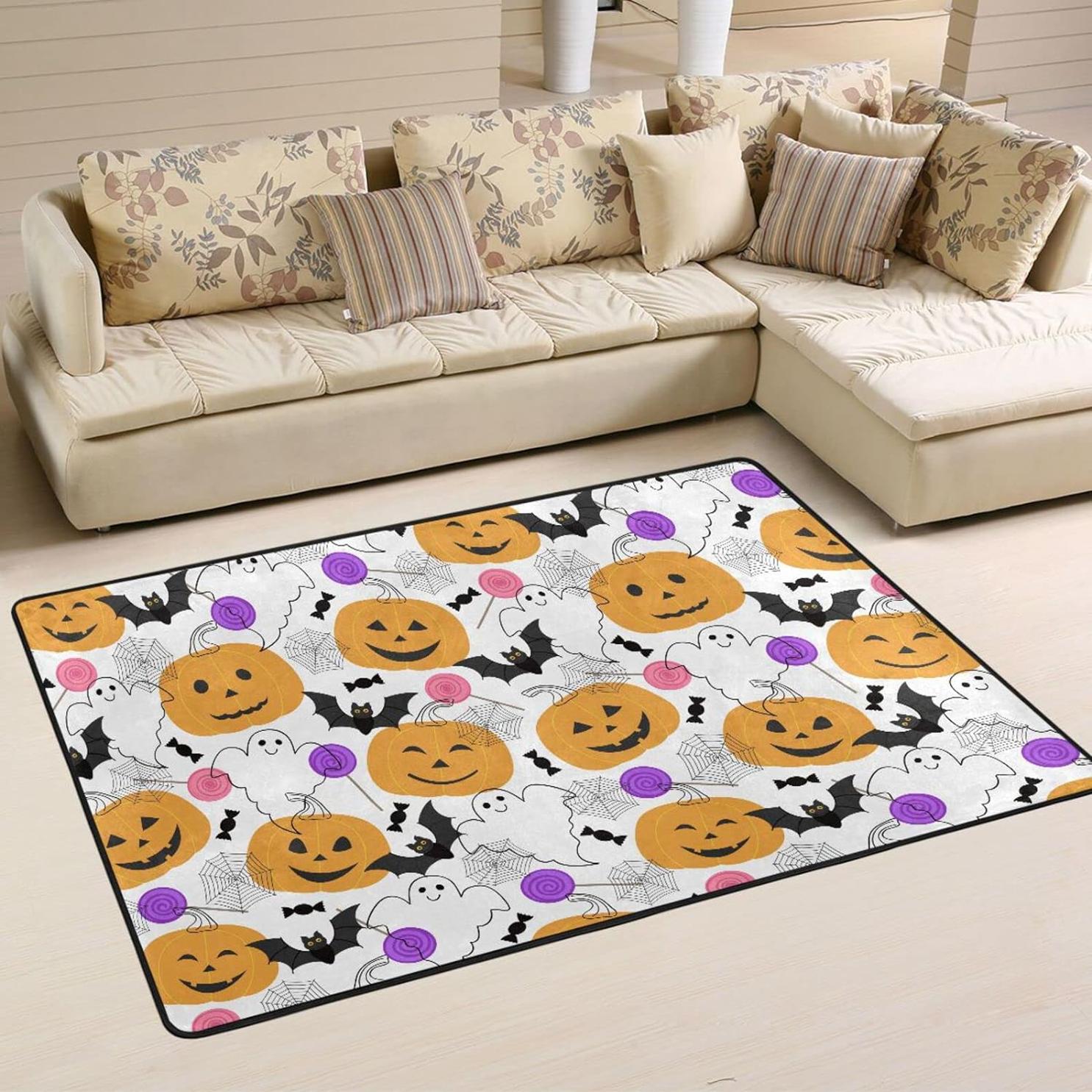 Bestwell Halloween Pumpkin Ghost Area Rug, 36×24in, Cute Festival Theme ...
