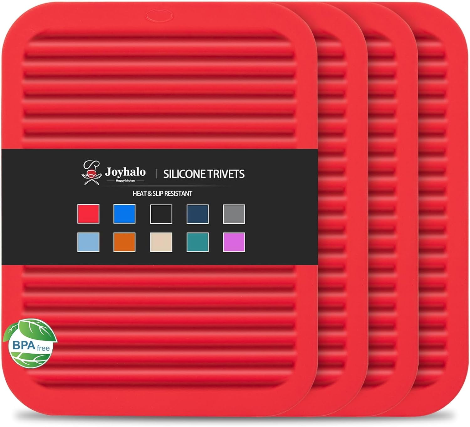 Bestwell Joy 4 Pack Trivets for Dishes - Silicone Hot Pads for Kitchen ...