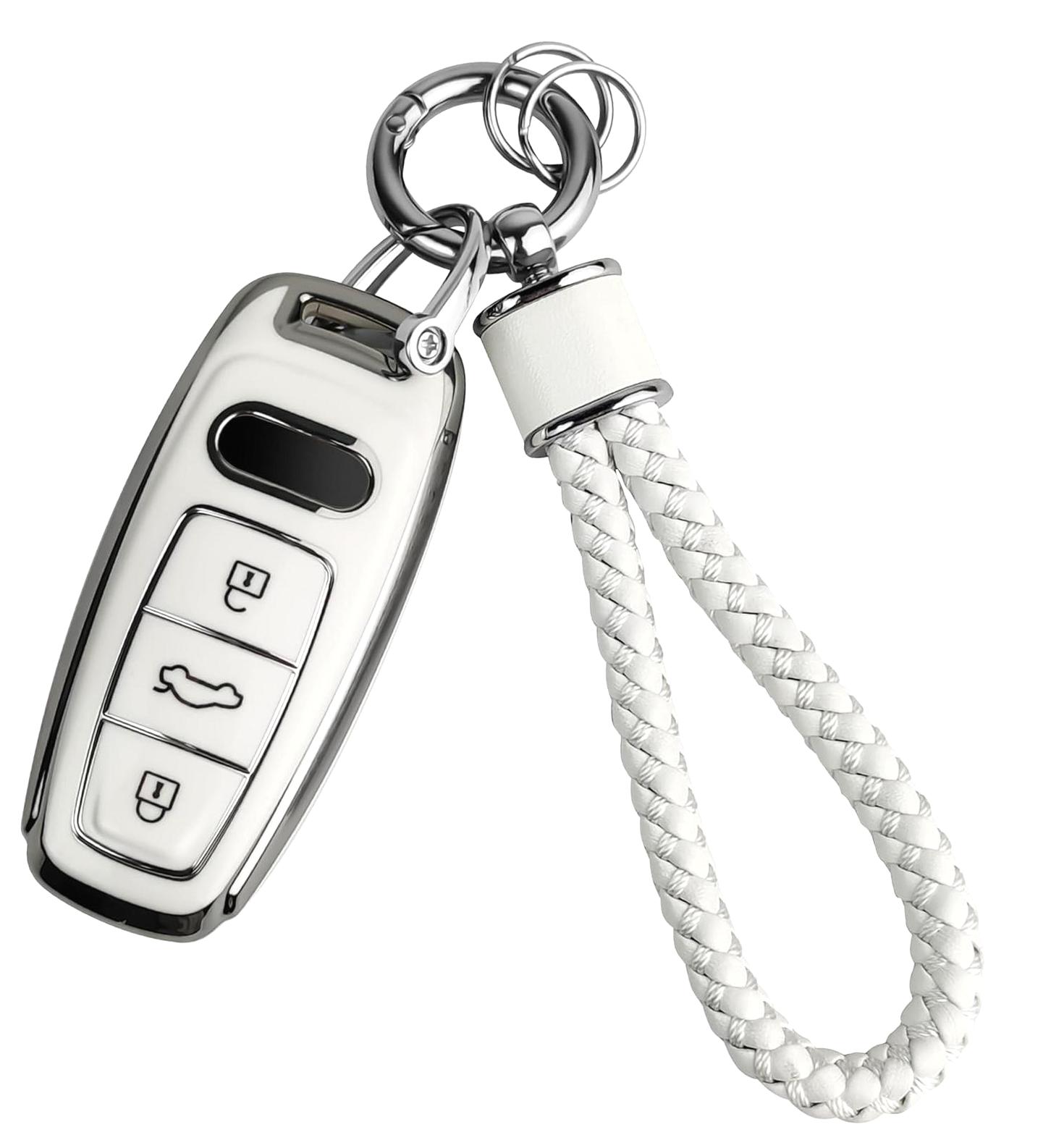 Bestwell Keychain with Key Fob Cover with 2018-2022 A6 A7 A8 E-Tron Q8 ...