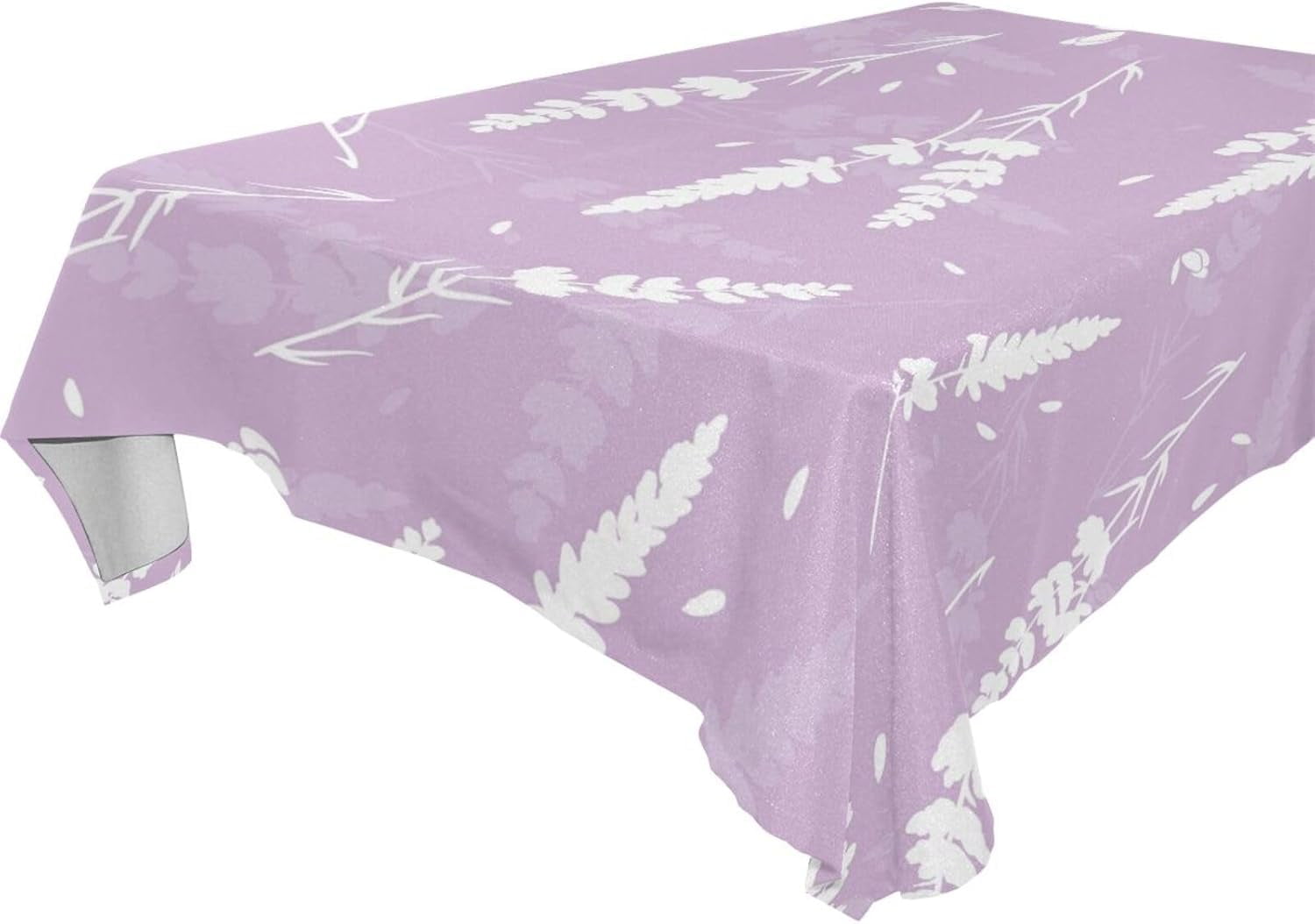Bestwell Lavender Flowers Square Tablecloth, Anti-Wrinkle Tablecloth ...
