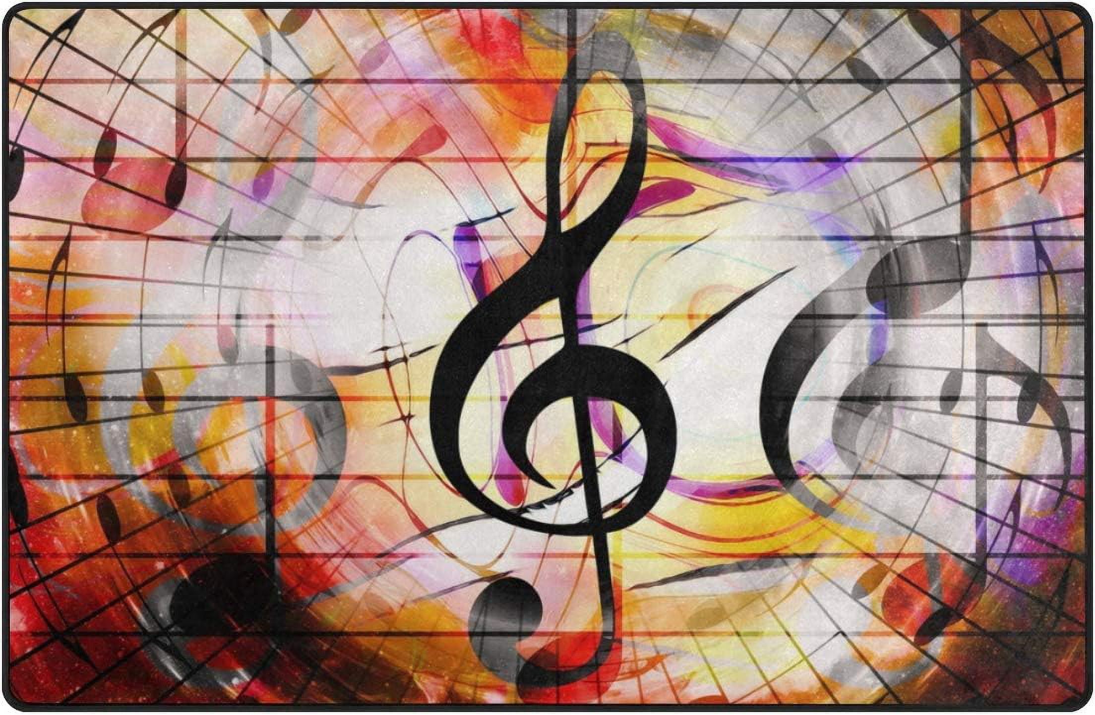 Bestwell Lightweight Soft Area Rugs Abstract Music Note Floor Mat for ...