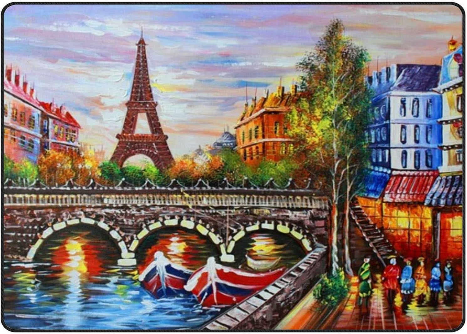 Bestwell Lightweight Soft Area Rugs Beautiful Eiffel Tower City View ...