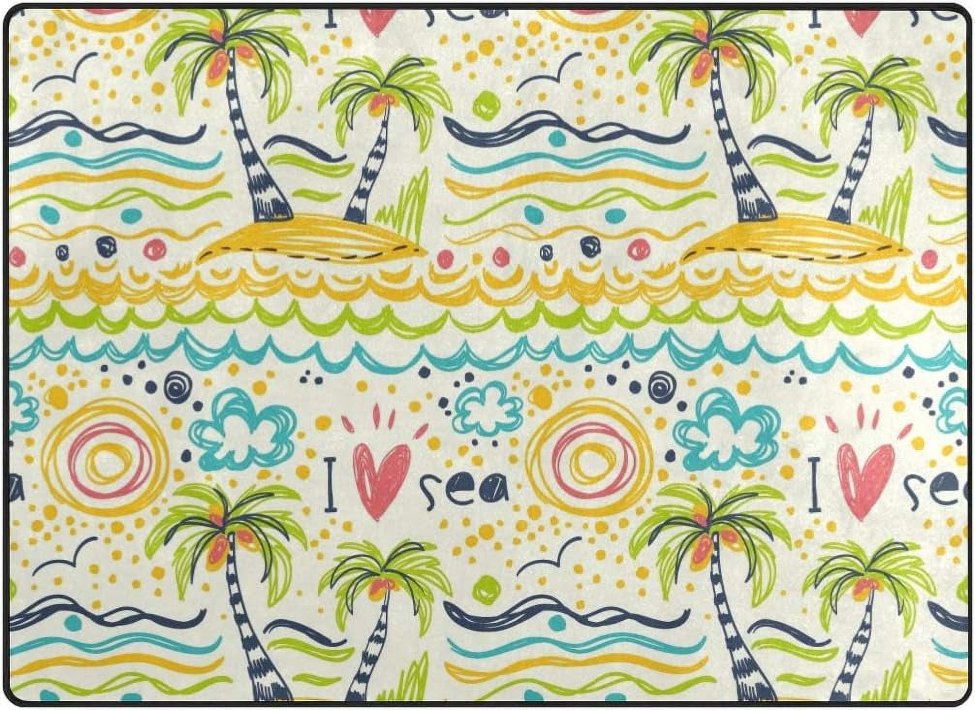 Bestwell Lightweight Soft Area Rugs Beautiful Summer Palm Trees Floor ...