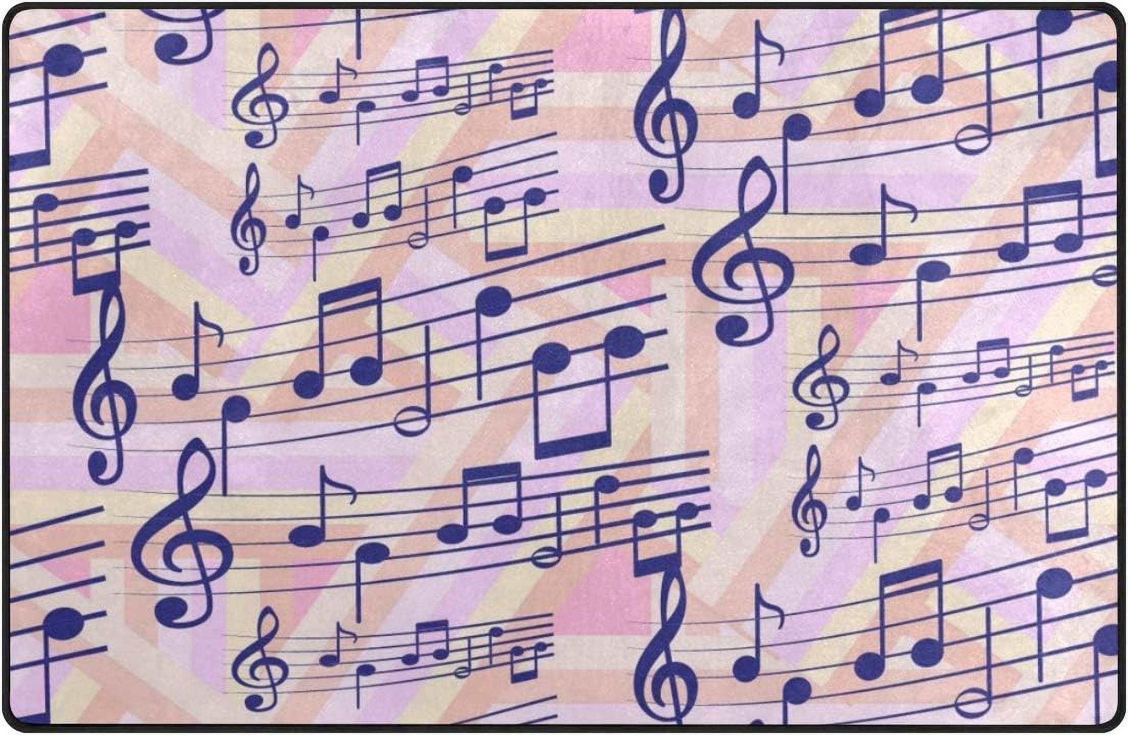 Bestwell Lightweight Soft Area Rugs Colorful Music Notes Floor Mat for ...